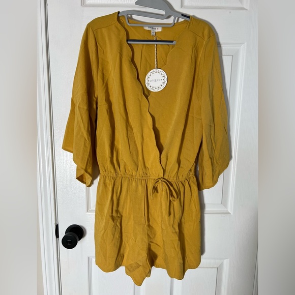 Umgee | Pants & Jumpsuits | Umgee Mustard Yellow Scalloped Hem Faux ...